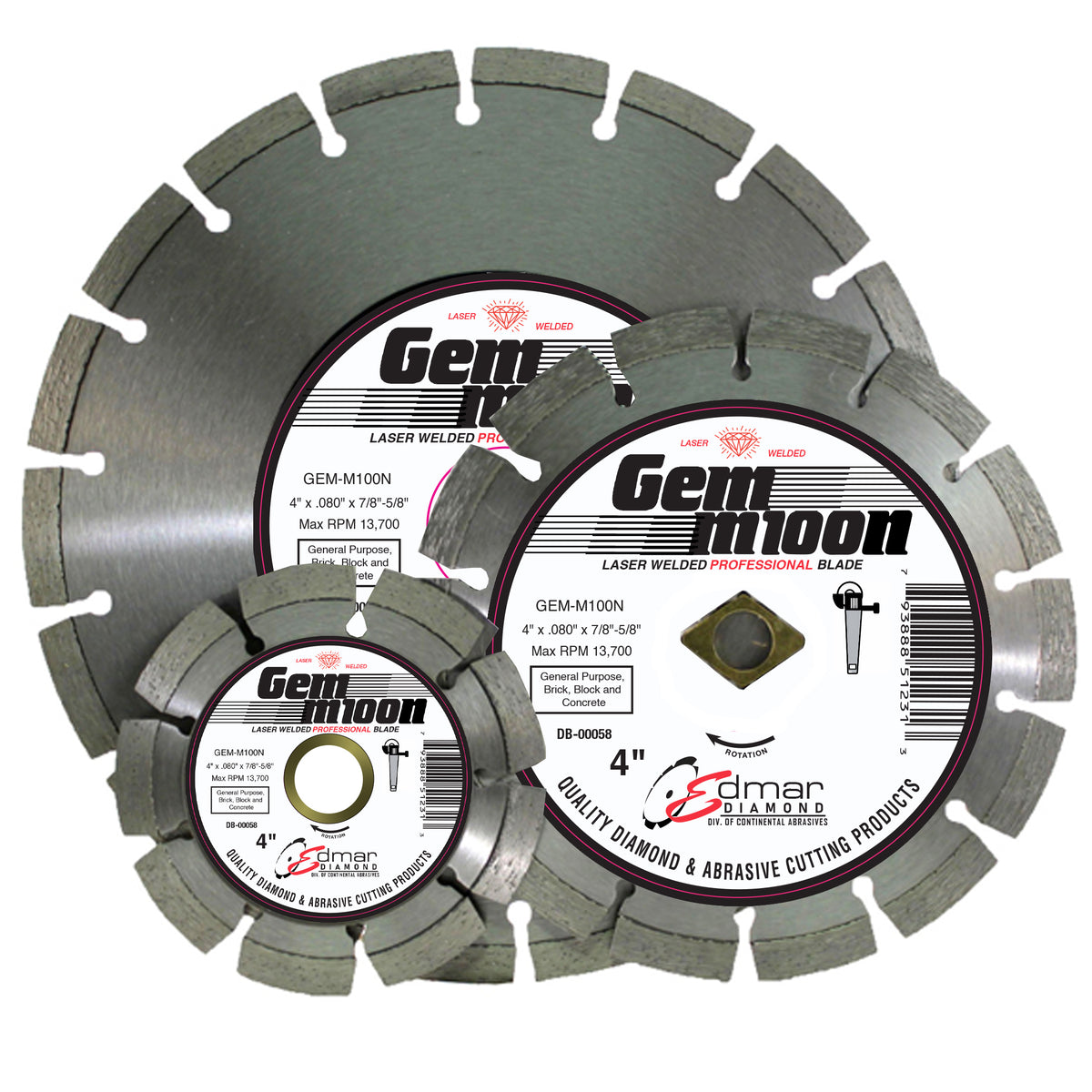 4" x .080" x 7/8"-5/8"-20mm GEM-M100N Segmented - Premium ...